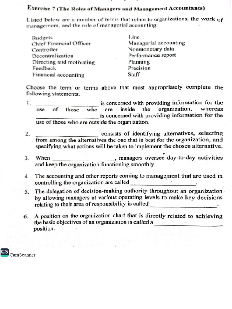 Assignment 1 Roles of Managers and Management Accountants | PDF