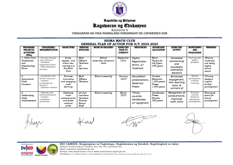 Gpoa-For-Sigma Math-Club-And-Orgs Template Followed '') | PDF ...