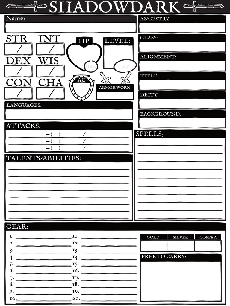 ShadowDark Character Sheet-V2 | PDF