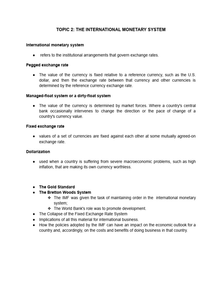 The International Monetary System Factsheets Ibt-2 | PDF