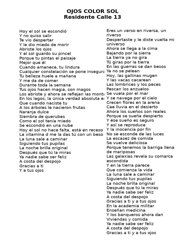 Ojos Color Sol | PDF