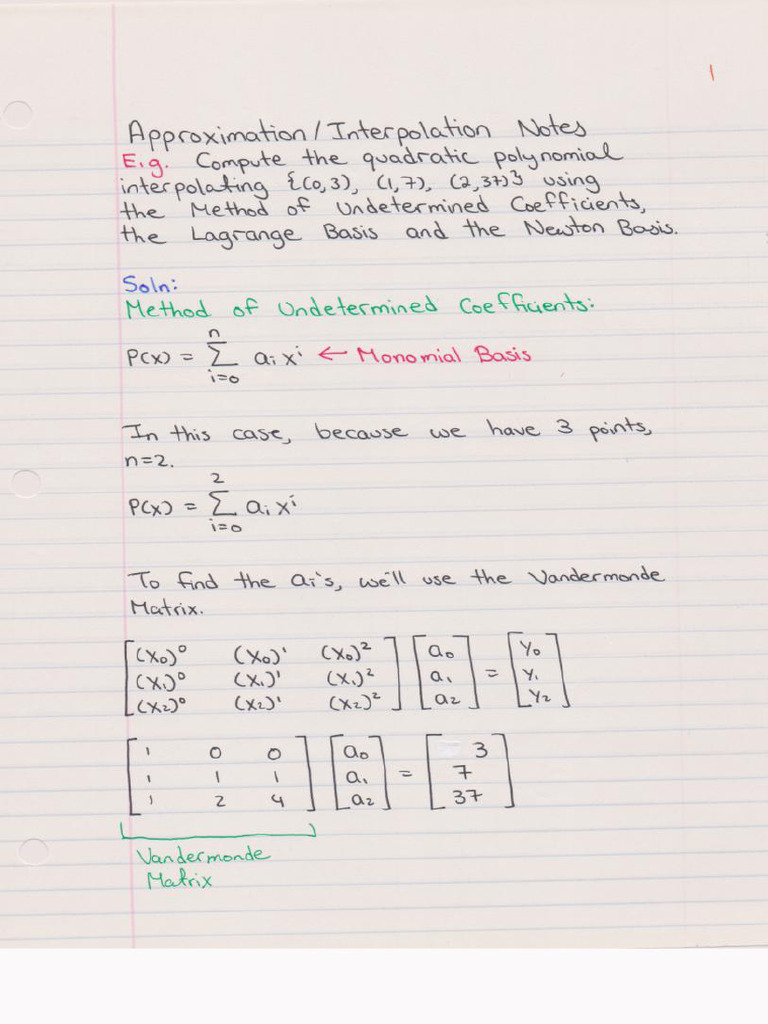 CSCC37 Approximation & Interpolation Example | PDF