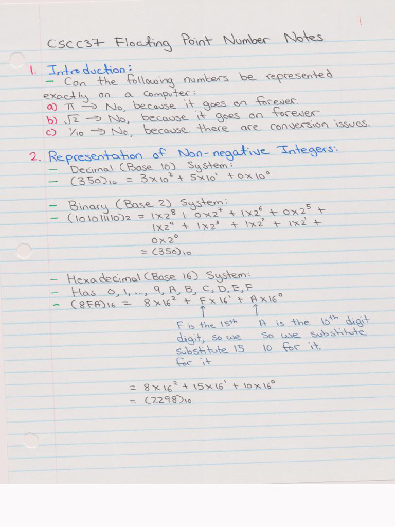 CSCC37 Floating Point Number Notes | PDF