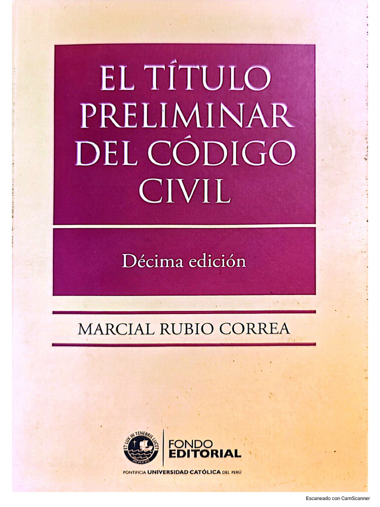 El Título Preliminar Del Código Civil. Marcial Rubio Correa | PDF