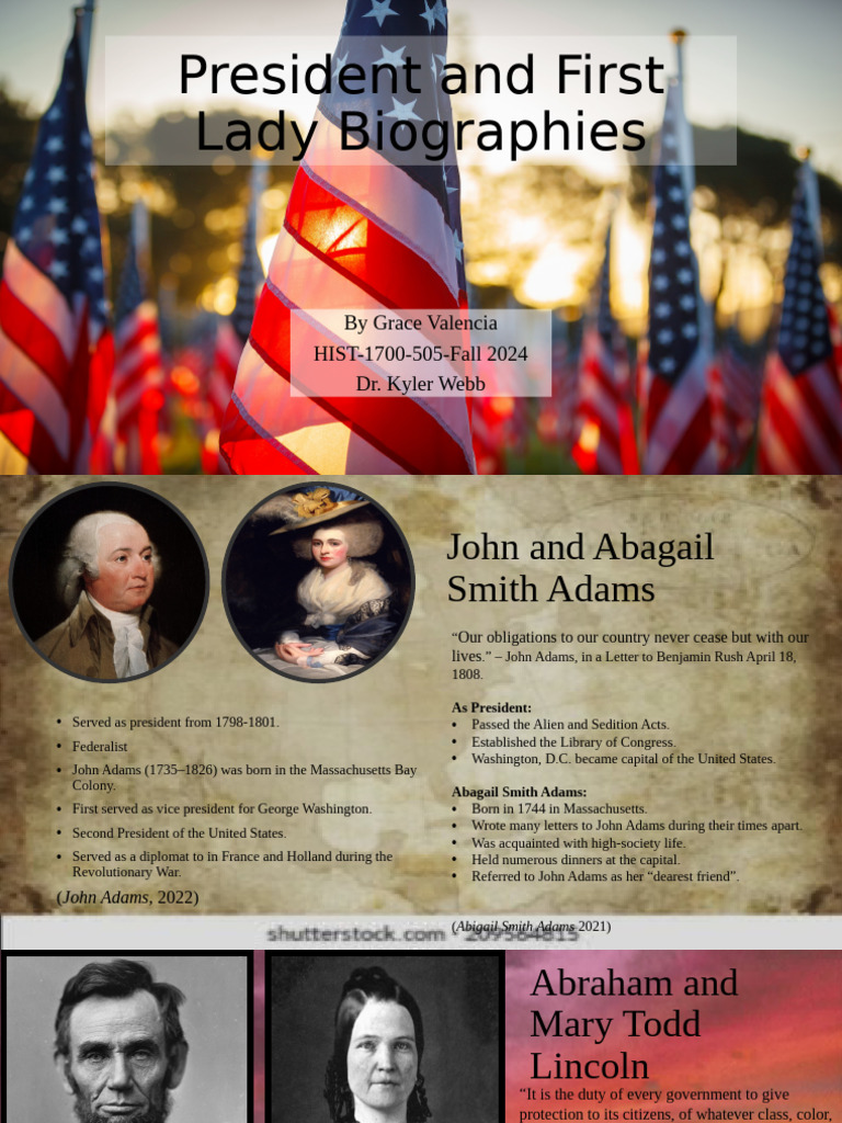 President and First Lady Biographies | PDF | John Adams | Abigail Adams