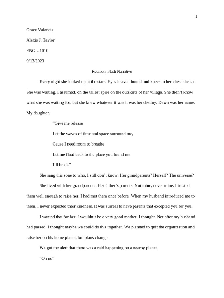 Reunion Flash Narrative Revised | PDF