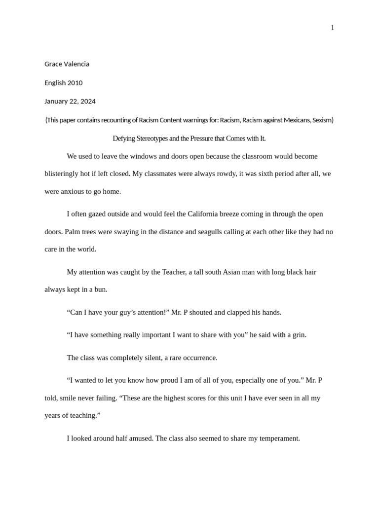 Defying Stereotypes and The Pressure That Comes With It | PDF