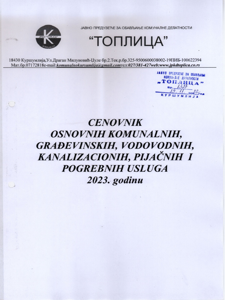 Cenovnik 2023 | PDF
