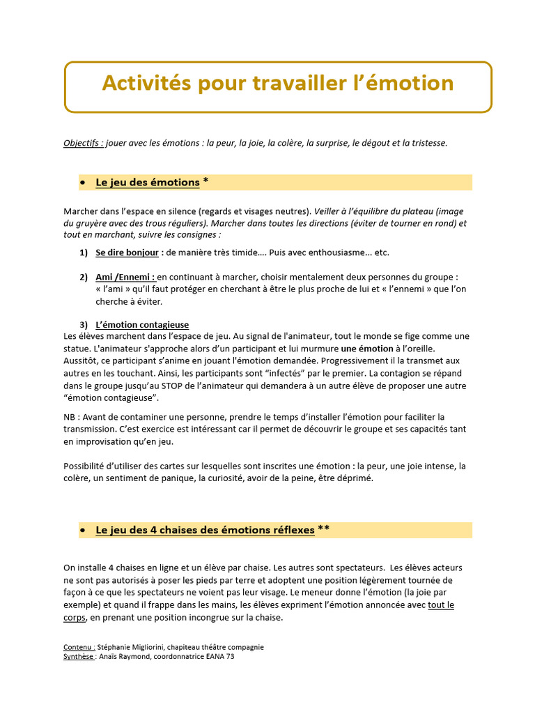 Saynetes Activites Pour Travailler Lemotion | PDF