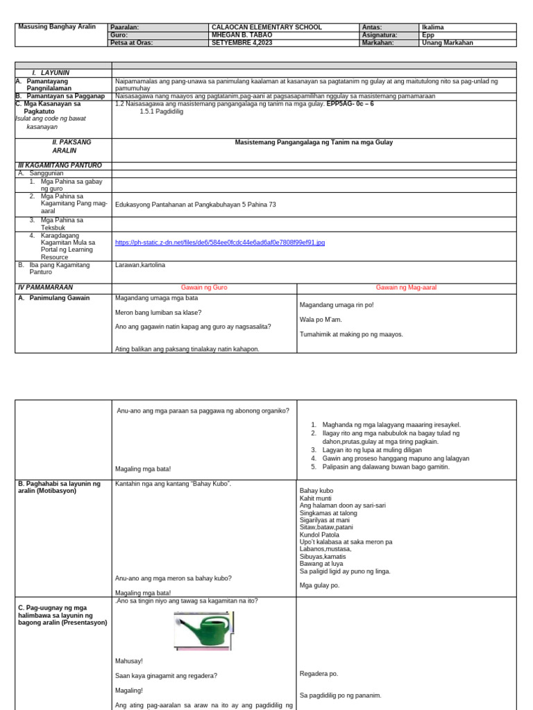 Grade 5 Sept 4 Pagdidilig | PDF