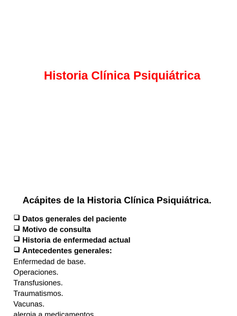 Historia Clinica Psiquiatrica | PDF | Diagnostico medico | Examen físico