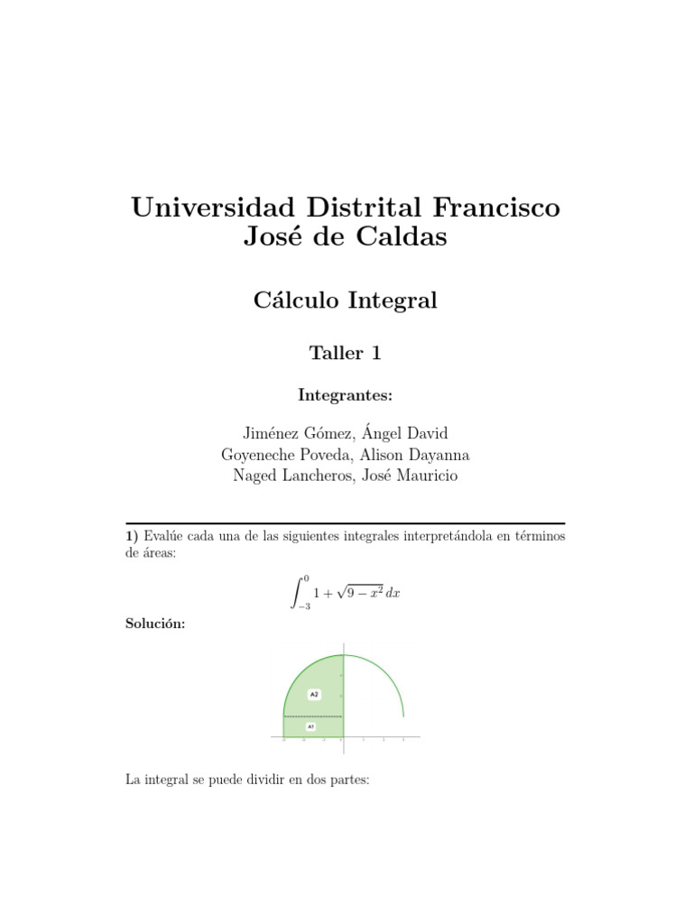 Taller 1 Calculo Integral | PDF