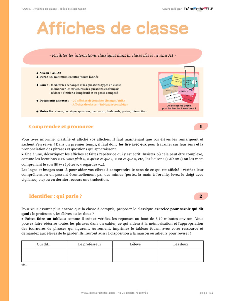 Affiches de Classe - Idées D'exploitation | PDF