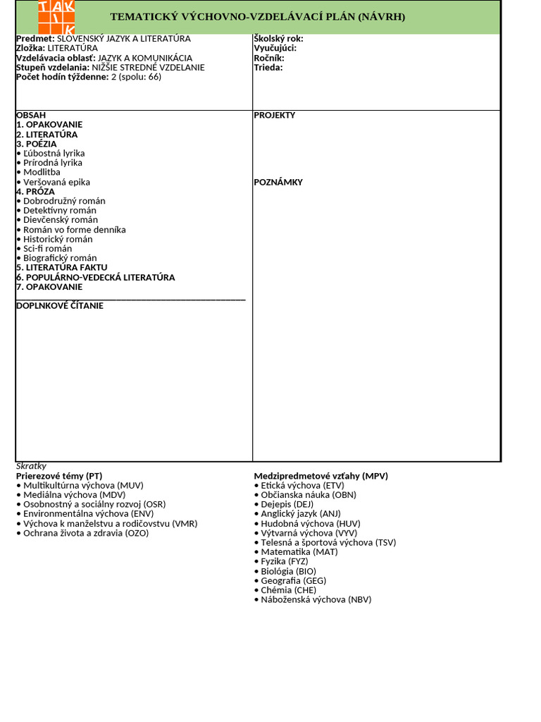 TVVP - Literatúra V Pohode 8 | PDF