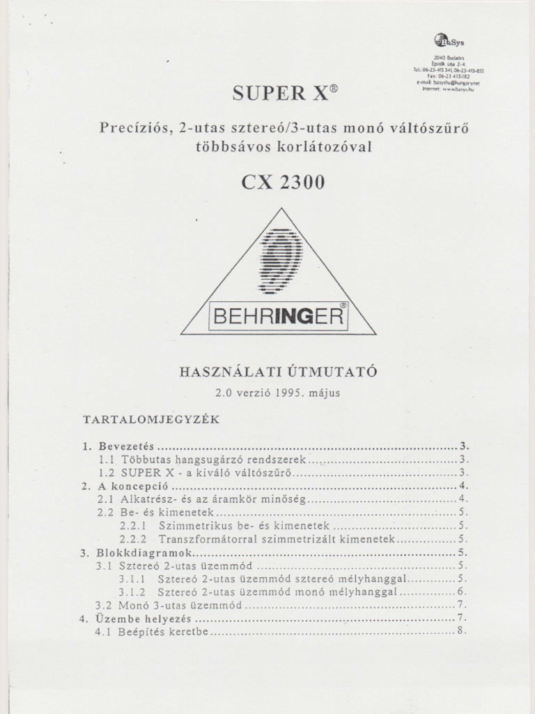 behringer_cx2300_user_manual_hu | PDF