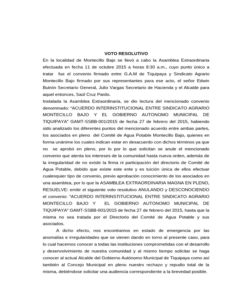 Voto Resolutivo | PDF | Gobierno