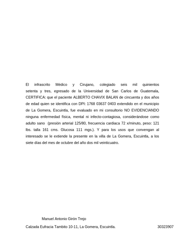 Formato Doctor Trejo Enfermedad | PDF