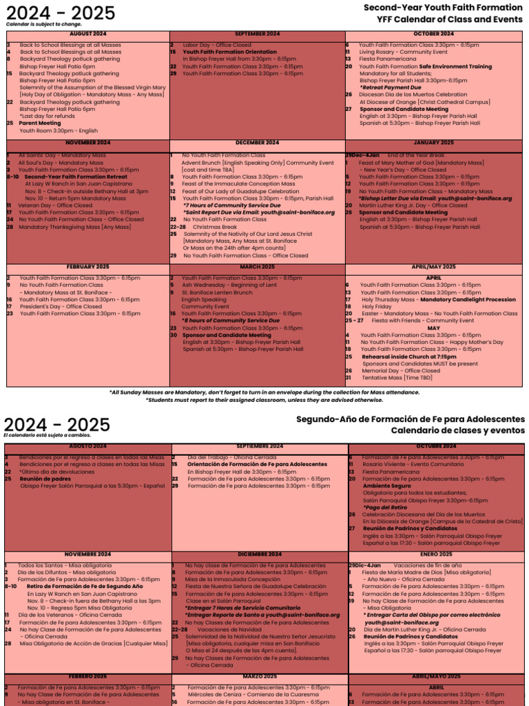 24-25 Calendar | PDF