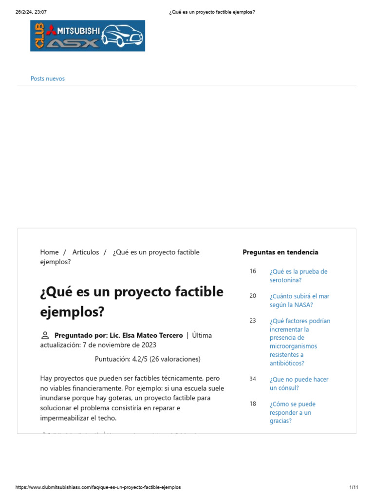 Proyectos Factibles: Definición y Ejemplos | PDF | Estudio de factibilidad
