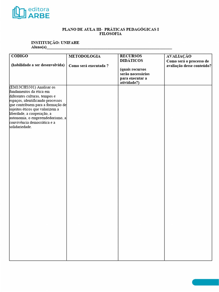 PLANO DE AULA 3 | PDF