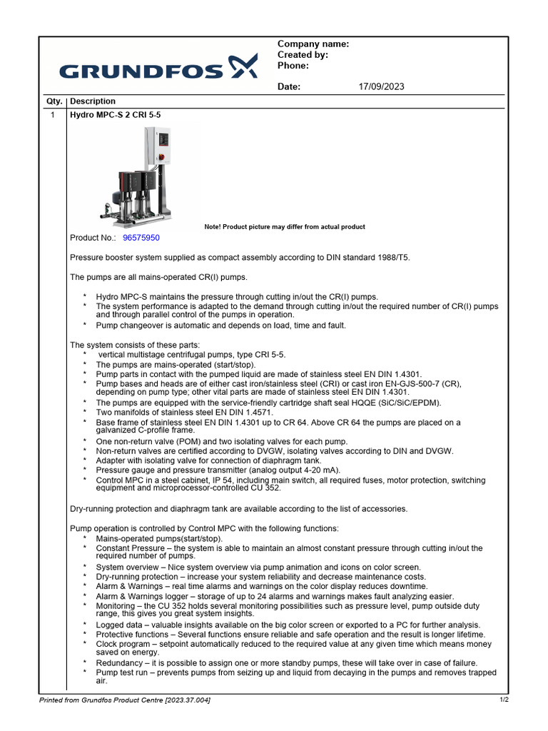 Hydro MPCS 2 CRI 55 | PDF