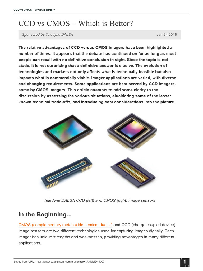 CCD Vs CMOS E28093 Which Is Better | PDF