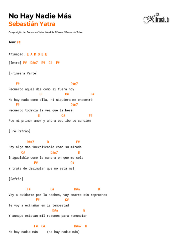 Sebastián Yatra - No Hay Nadie Más | PDF