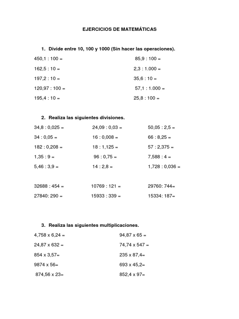 Ejercicios de matemáticas II | PDF