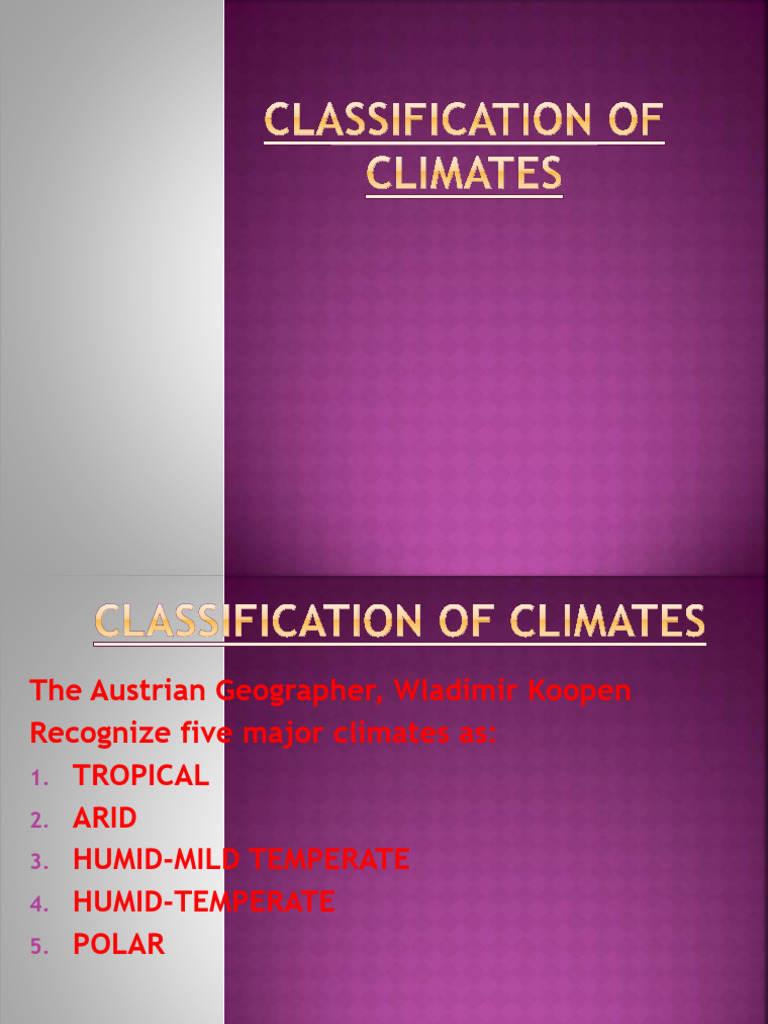 Classification of Climates | PDF | Rain | Home & Garden