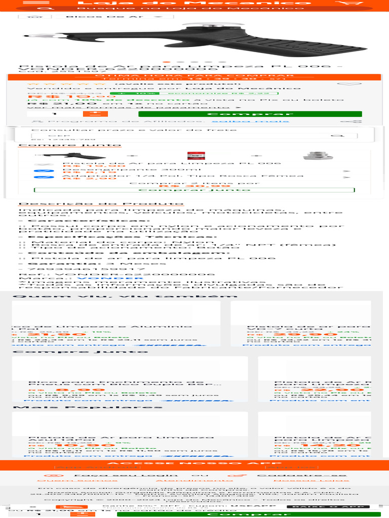 Pistola de Ar para Limpeza PL 006 - VONDER-6220000006 | PDF