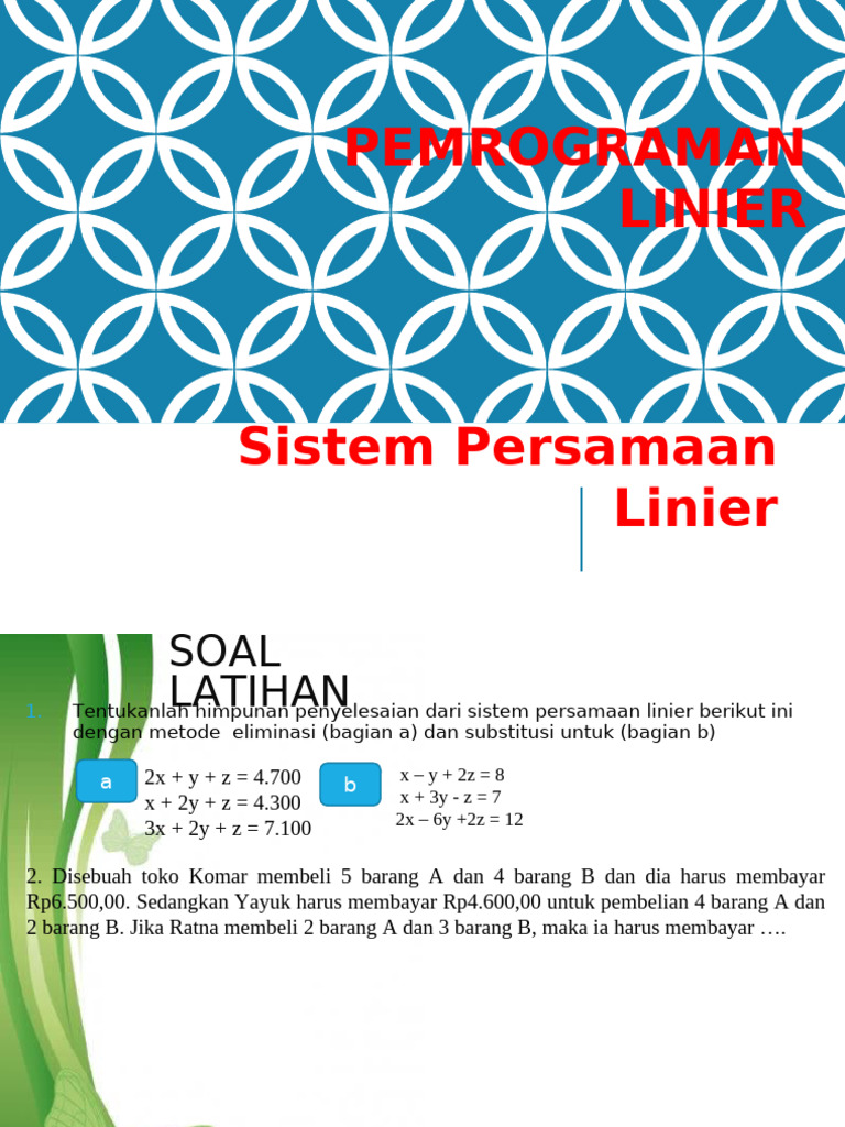 Soal Latihan 1 Sistem Persamaan Linier | PDF
