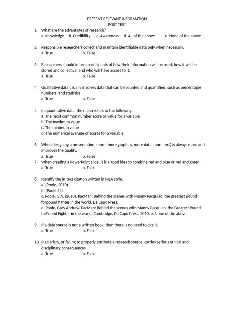 6 Present Relevant Information | PDF