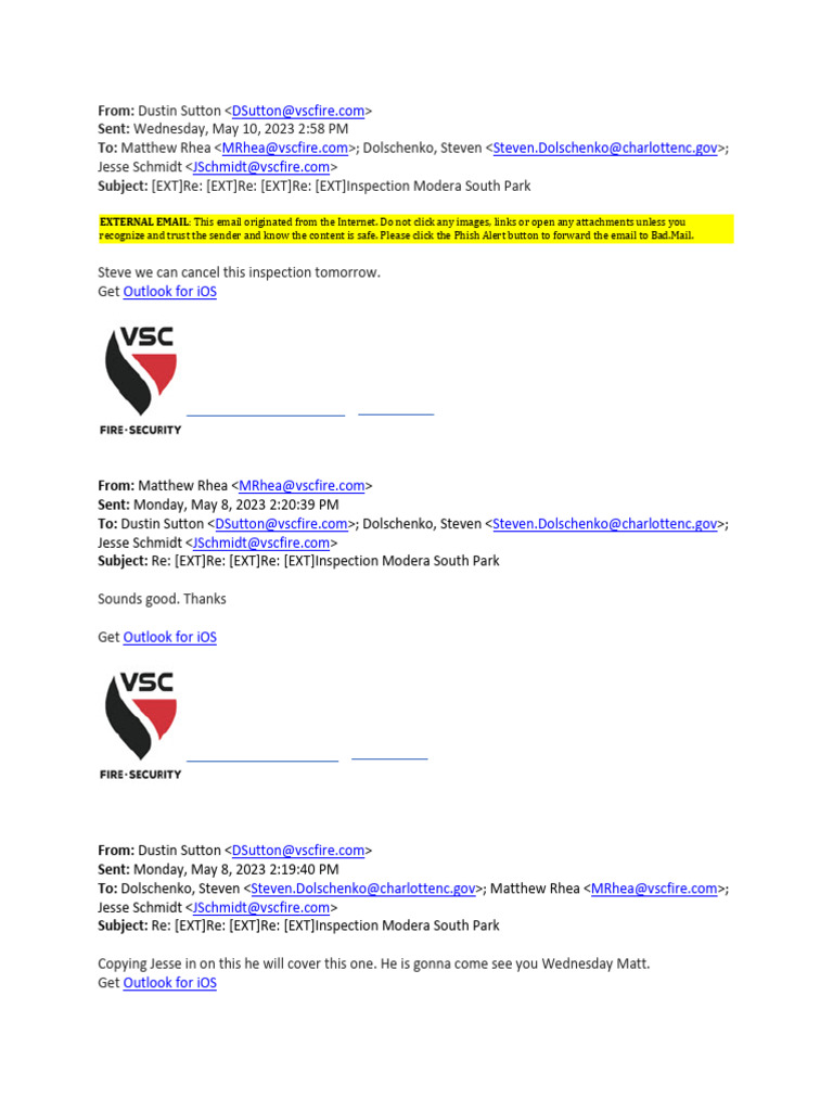 Email_vsc Charlotte Fire | PDF