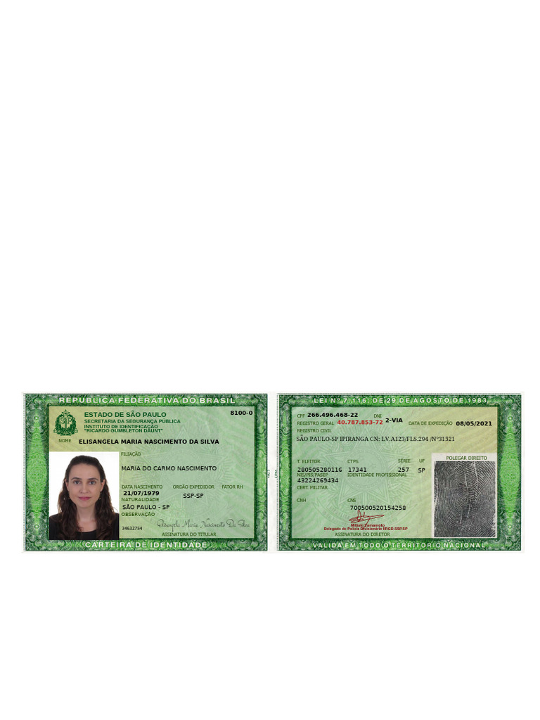 RG Novo SP Elisangela | PDF