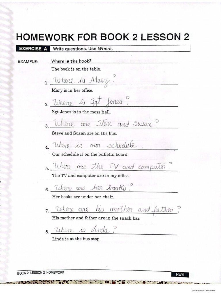 Homework For Book 2 Lesson 2 | PDF