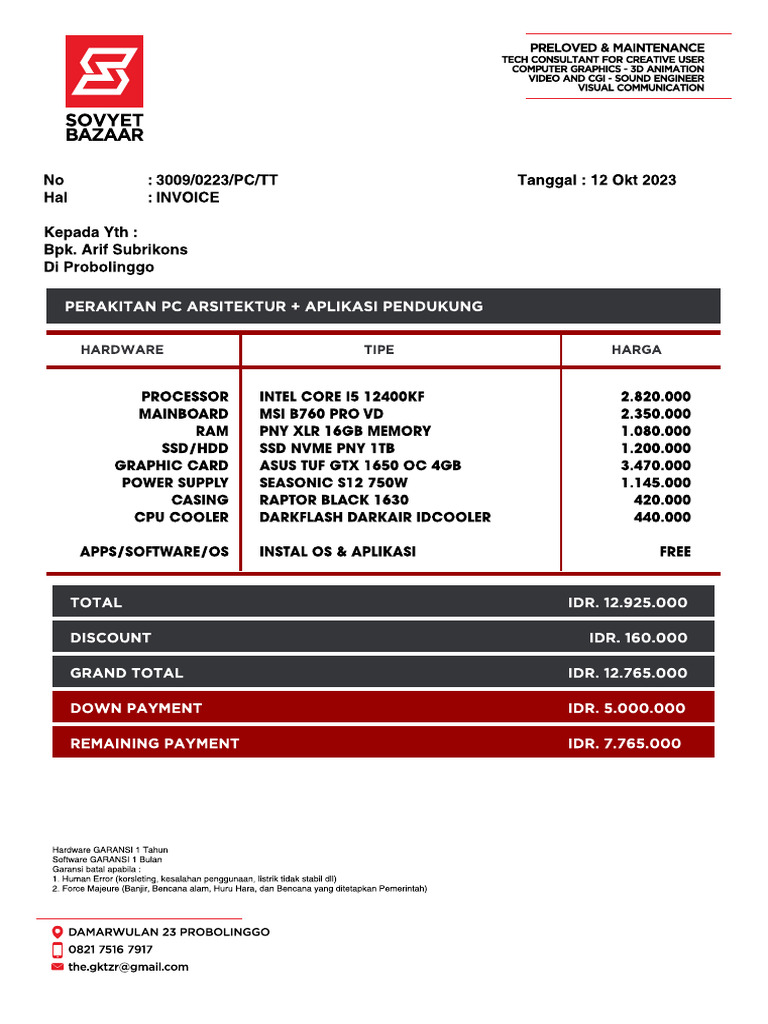 Invoice 131023 Subrikons PC | PDF