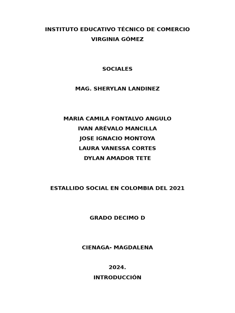 Sociales (Estallido 2021) | PDF | Colombia | Sociedad civil