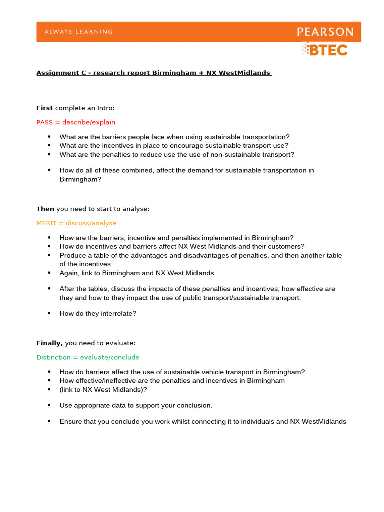 Unit 57 Assignment C help sheet (1) | PDF