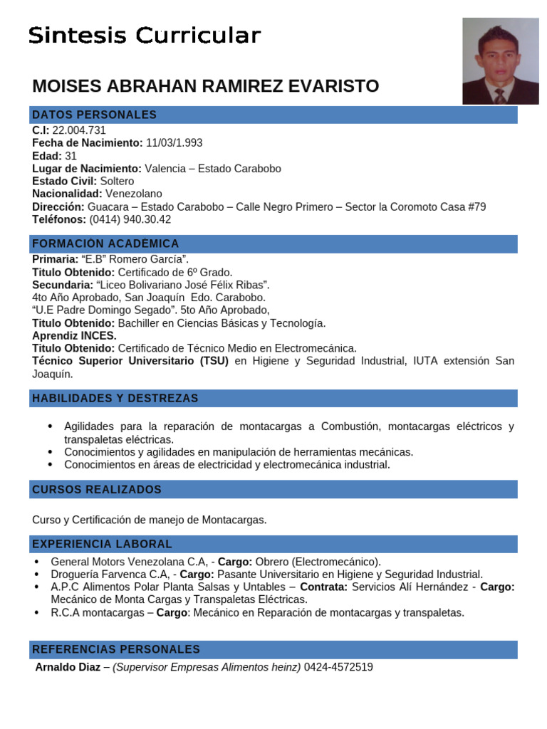 Curriculum Moises 1 | PDF