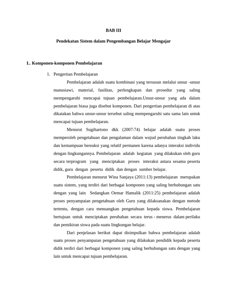 BAB 3 Komponen Pembelajaran | PDF