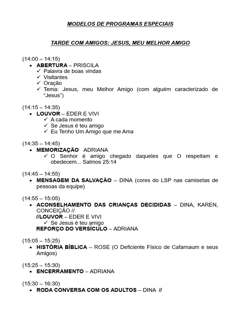 MODELOS DE PROGRAMAS ESPECIAIS | PDF