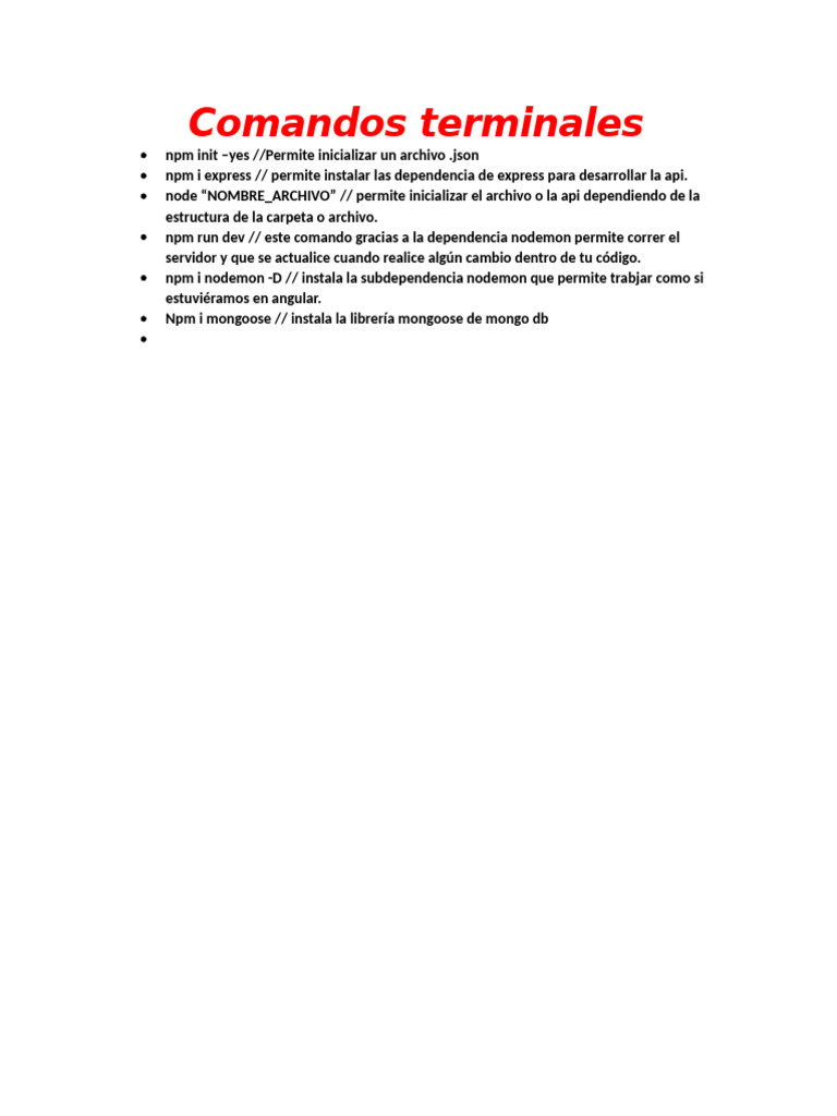 Comandos Terminales | PDF