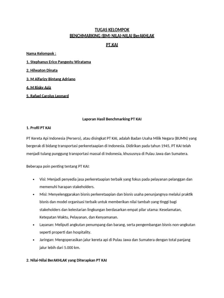 Tugas Benchmarking Nilai BerAkhlak | PDF