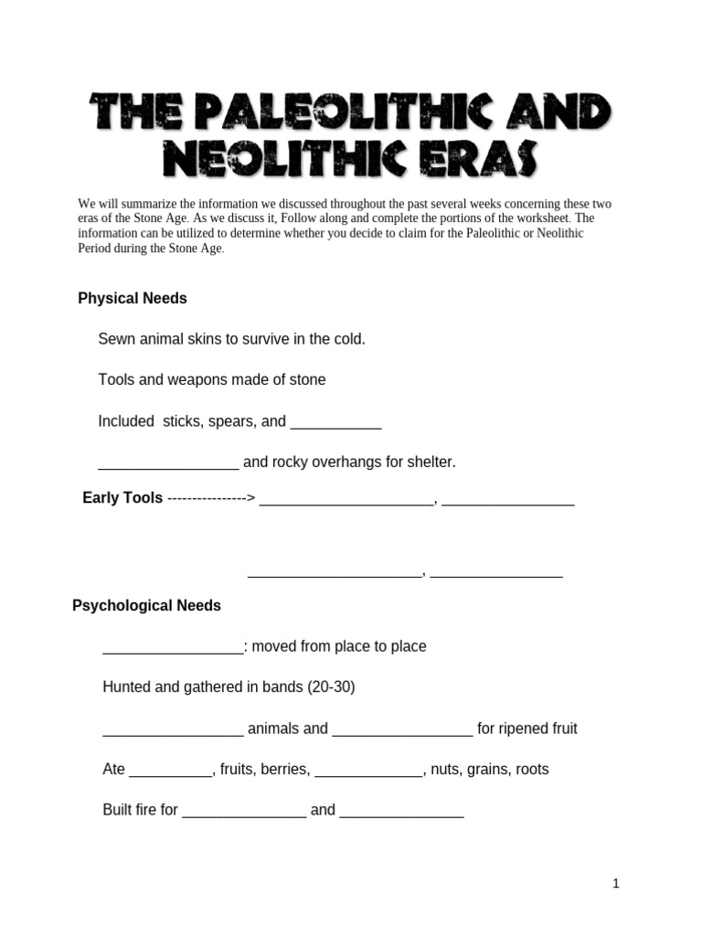 Noah Kassahun - The Paleolithic Neolithic Eras (NOTES) Unit One ...