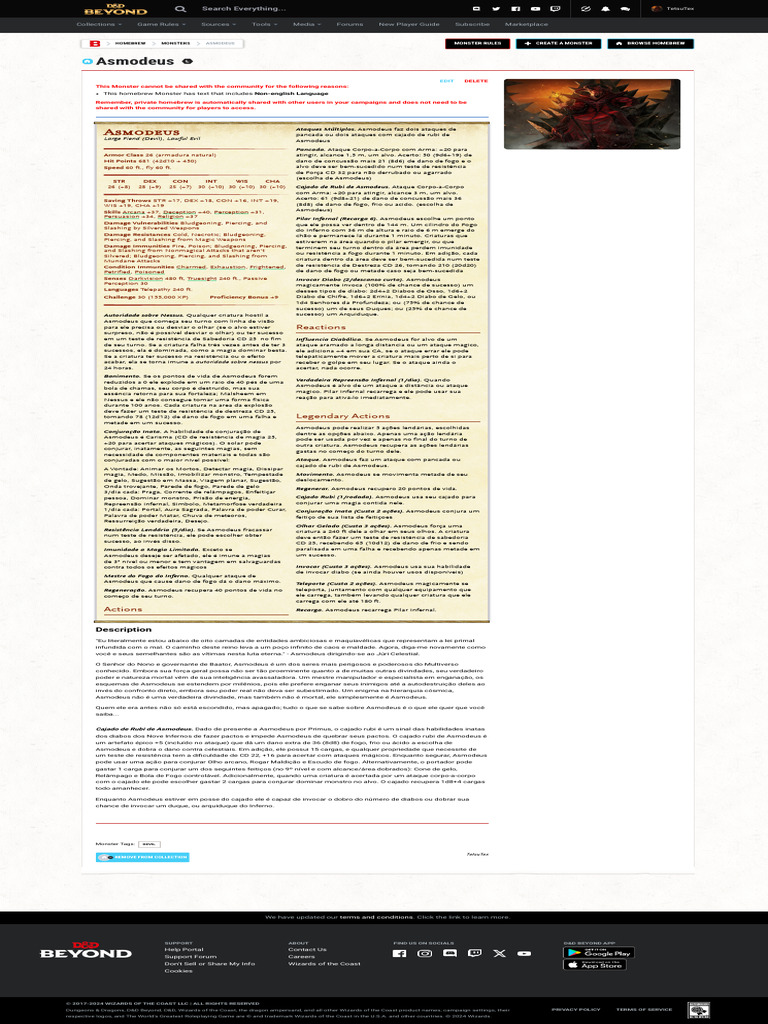 Asmodeus - Monsters - Homebrew - D&D Beyond | PDF