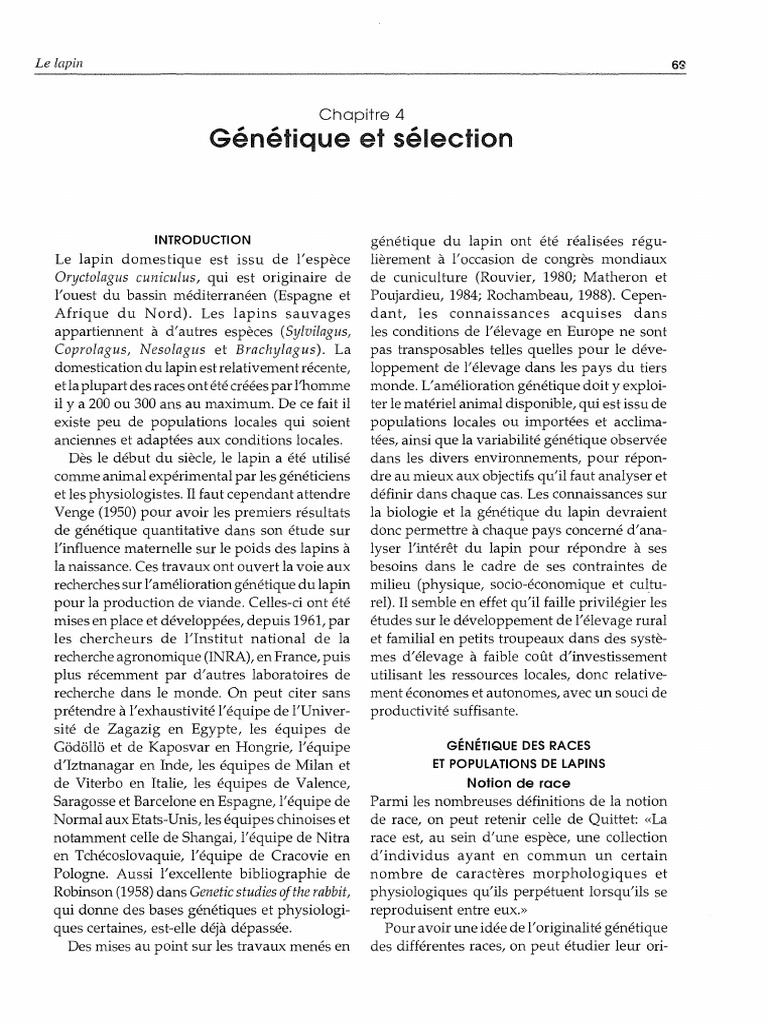 Génétique Et Sélection: Afrique Du Nord) - Les Lapins Sauvages Dant ...