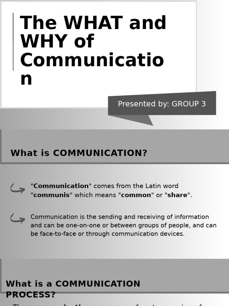 The What and Why of Communication | PDF