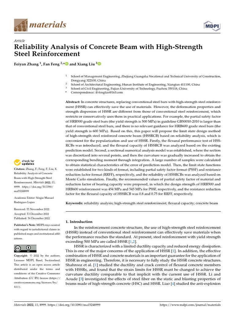 Reliability Analysis of Concrete Beam with High-Strength | PDF