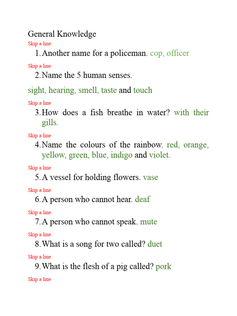 General Knowledge Note | PDF