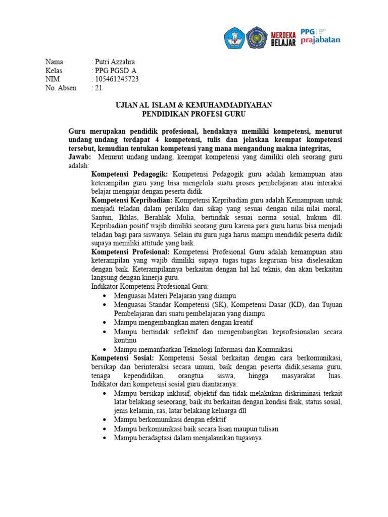 Putri Azzahra - UAS AIK - 21 | PDF